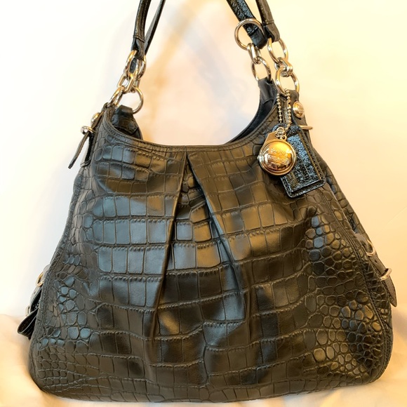 Coach | Bags | Coach Crocodile Embossed Leather Shoulder Bag | Poshmark
